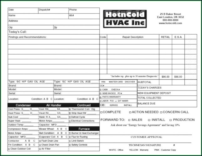 √ Printable HVAC Estimate Template