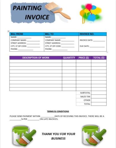 √ Printable Painting Invoice Template