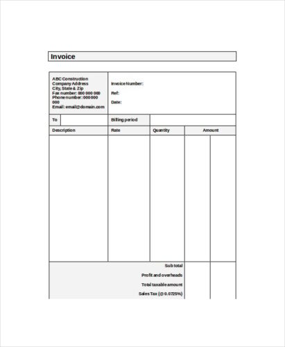 √ Self-employed Contractor Invoice Template