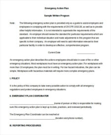 √ Workplace Emergency Action Plan Template