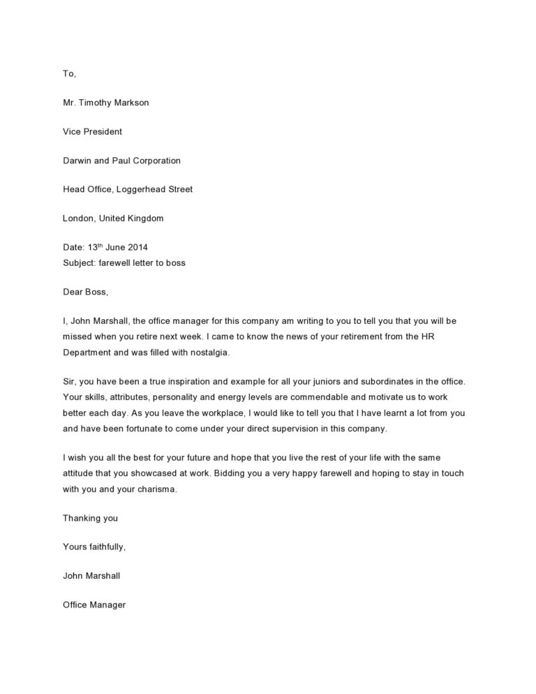 √ Free Printable Farewell Letter Template (Word)