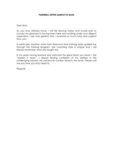√ Free Printable Farewell Letter Template (Word)