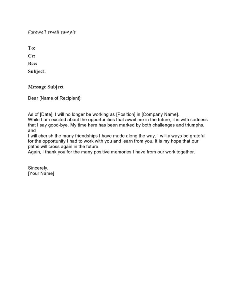 √ Free Printable Farewell Letter Template (Word)
