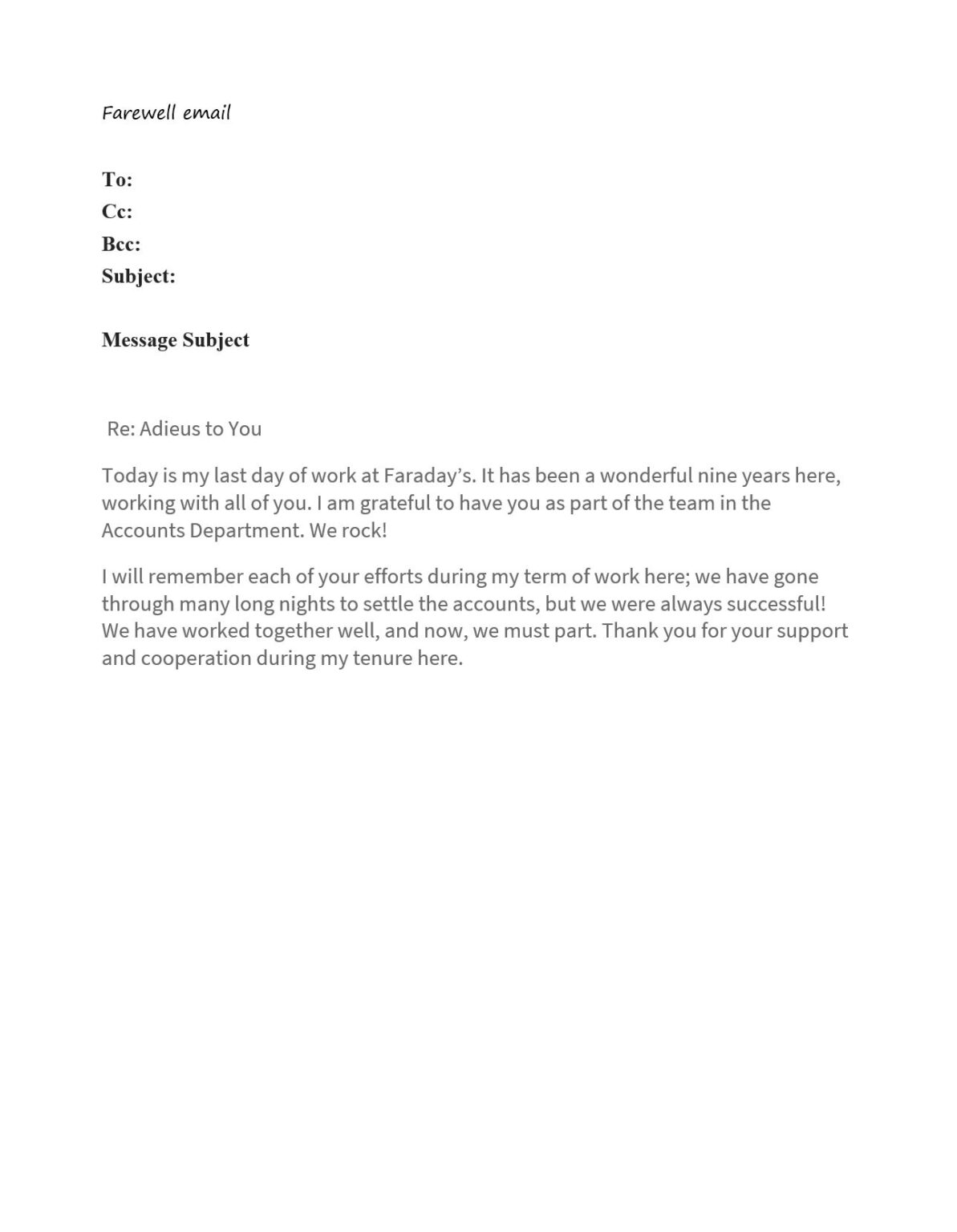 √ Free Printable Farewell Letter Template (Word)