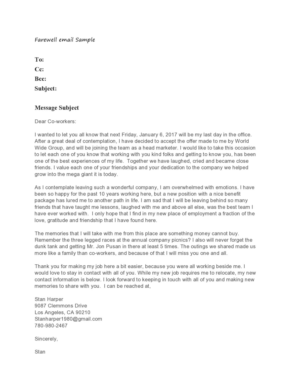 √ Free Printable Farewell Letter Template (Word)