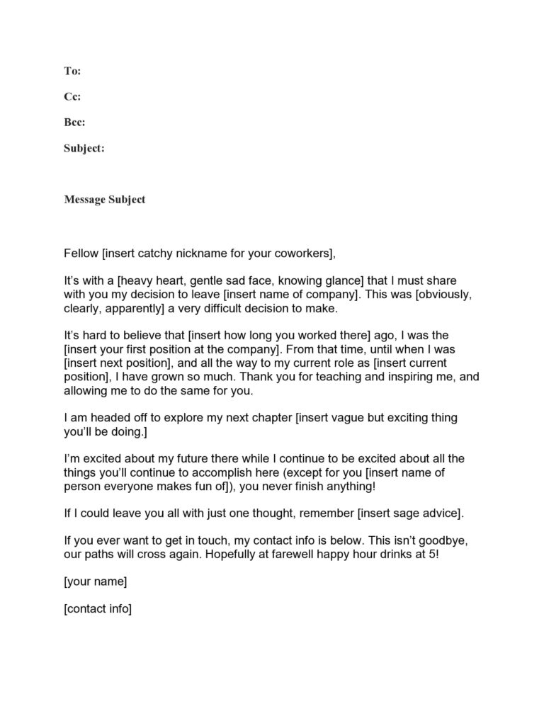 √ Free Printable Farewell Letter Template (Word)