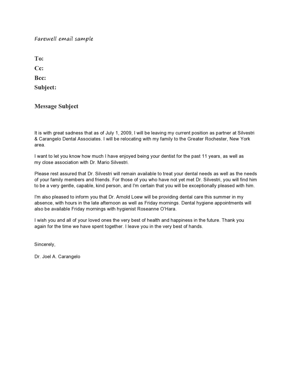 √ Free Printable Farewell Letter Template (Word)