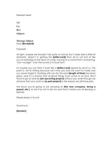 √ Free Printable Farewell Letter Template (Word)