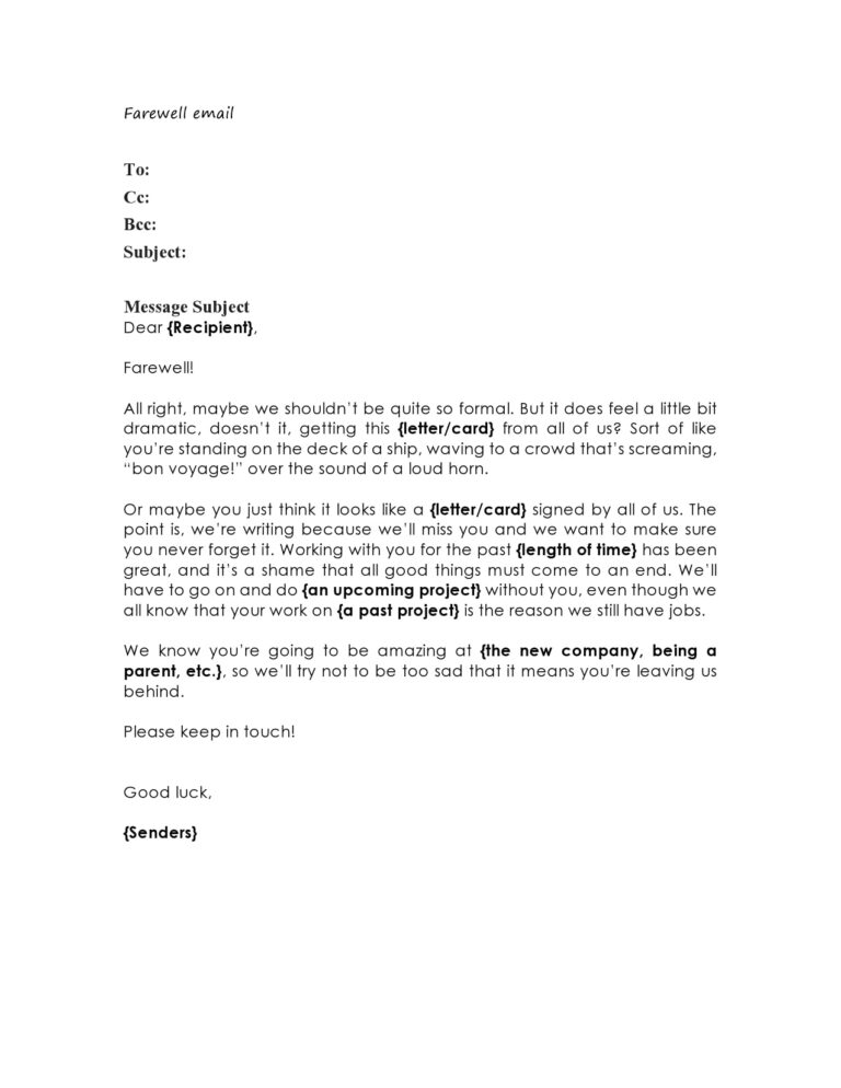 √ Free Printable Farewell Letter Template (Word)