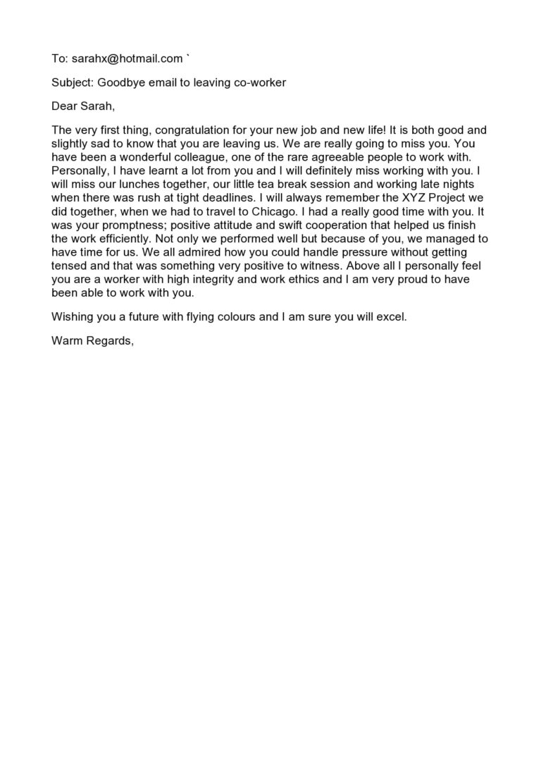 √ Free Printable Farewell Letter Template (Word)