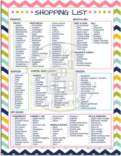 √ Free Printable Food Shopping Checklist Template