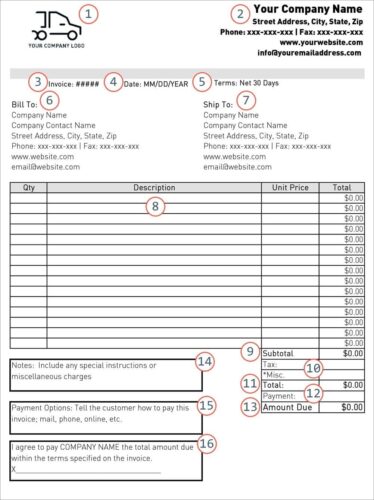 √ Freight Invoice Template