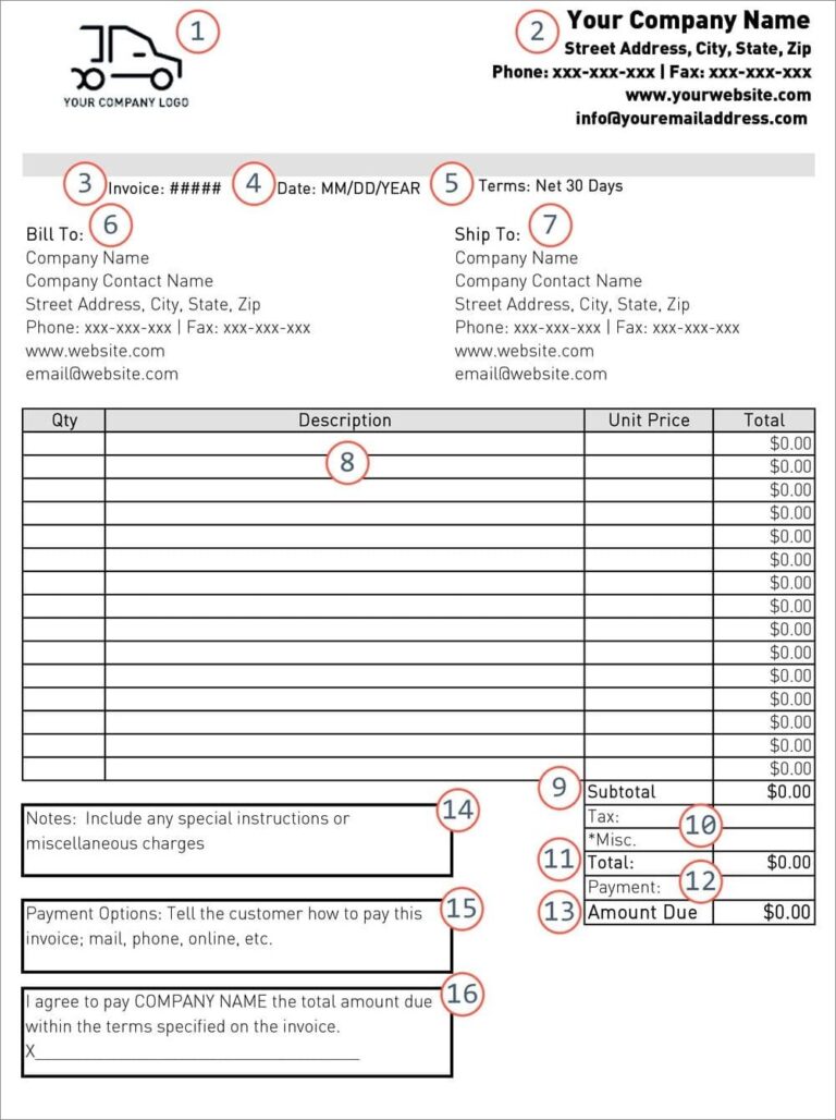 √ Freight Invoice Template