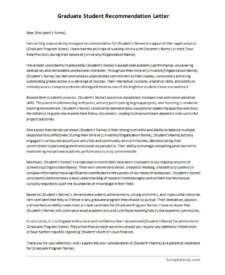 √ Graduate Student Recommendation Letter Template