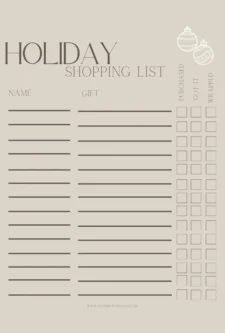 holiday shopping checklist template example | Templateral