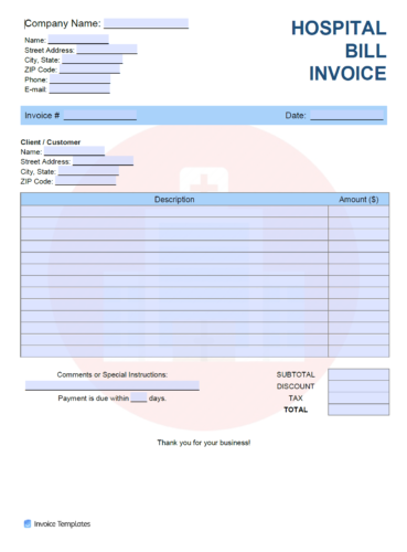√ Printable Hospital Invoice Template