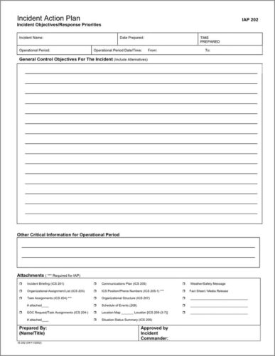 √ Printable Incident Action Plan Template