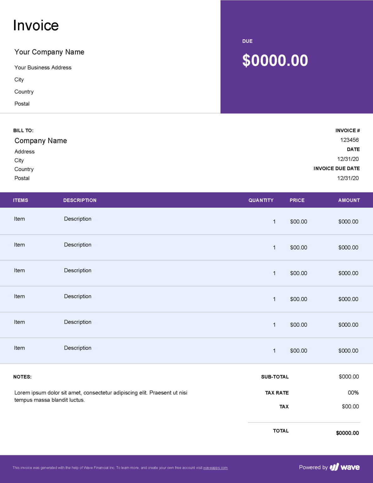 √ Interior Design Invoice Template