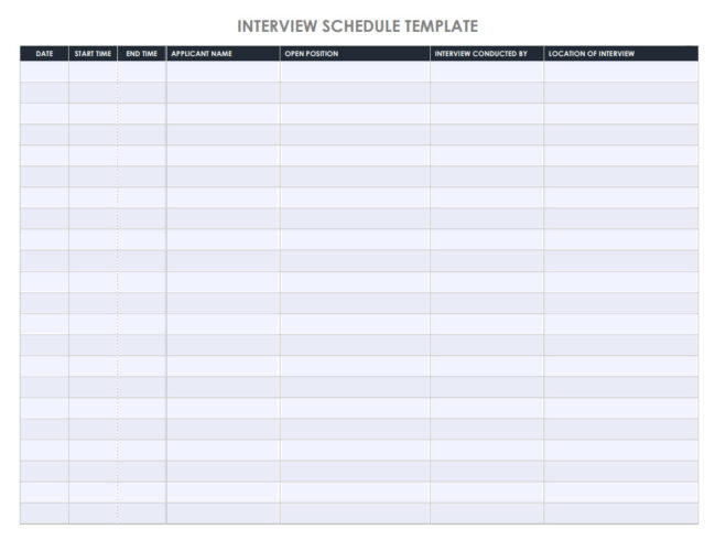 √ Free Printable Interview Schedule Template