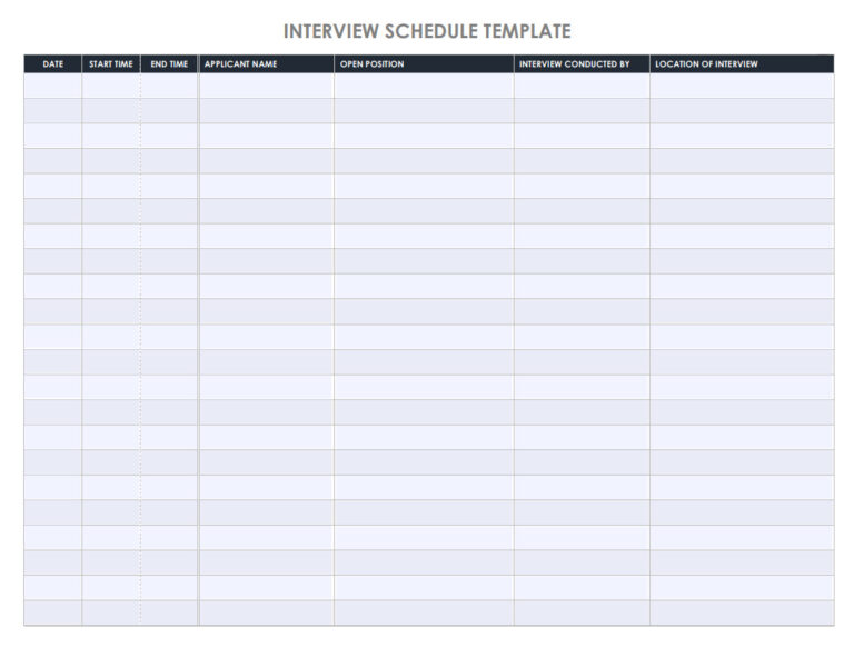√ Free Printable Interview Schedule Template