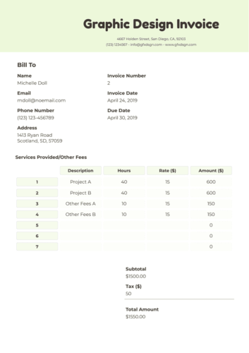 √ Invoice Template For Designer