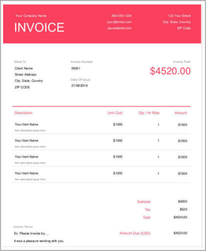 √ Invoice Template For Designer