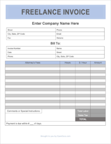 √ Invoice Template for Work Hours
