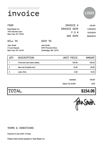 √ Invoice Template With Bank Details