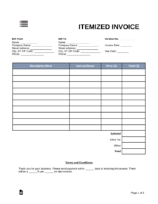 itemized invoice template example | Templateral