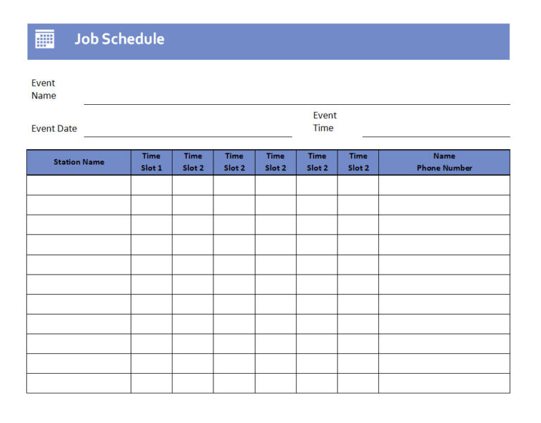 √ Free Printable Job Schedule Template