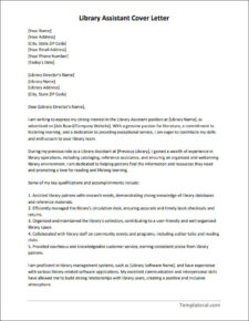 √ Library Assistant Cover Letter Template (With Example)
