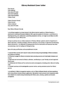 library assistant cover letter template | Templateral