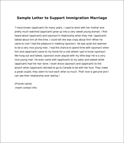 √ Marriage Support Letter Template from Friends