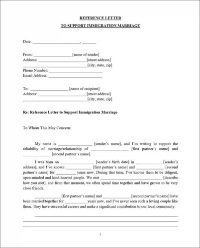 √ Marriage Support Letter Template from Friends