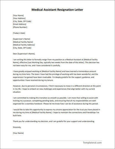 √ Medical Assistant Resignation Letter Template (Editable)