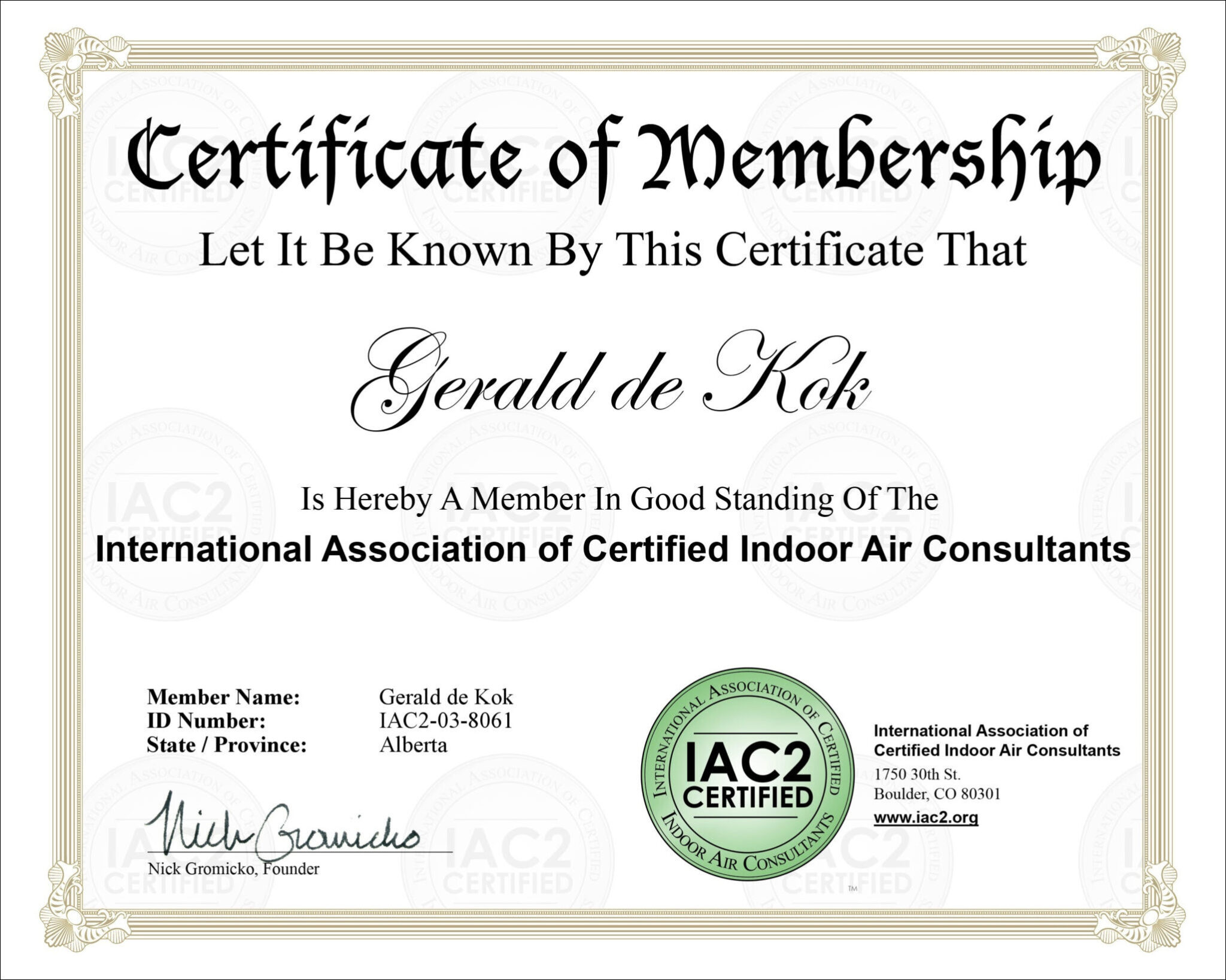 √ Certificate of Membership Template