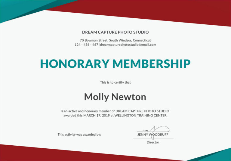 √ Certificate of Membership Template