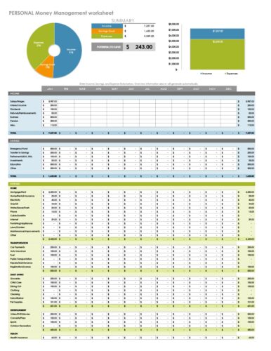 money management worksheet | Templateral