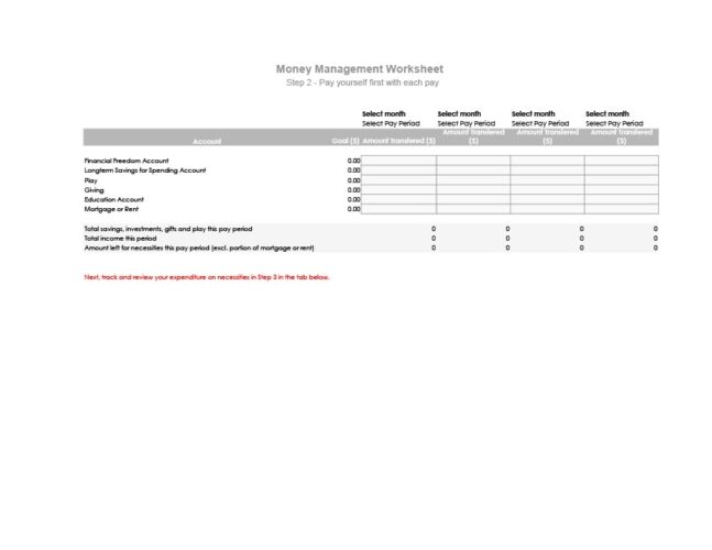 √ Money Management Worksheet Template