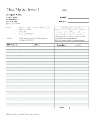 √ Monthly Billing Statement Template