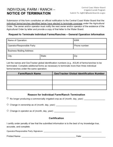 √ Printable Notice of Termination Form