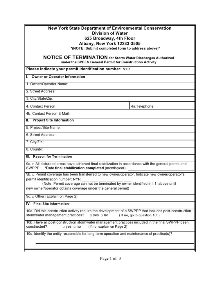 √ Printable Notice of Termination Form