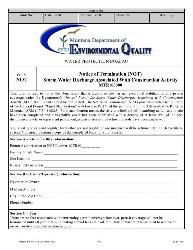 √ Printable Notice of Termination Form