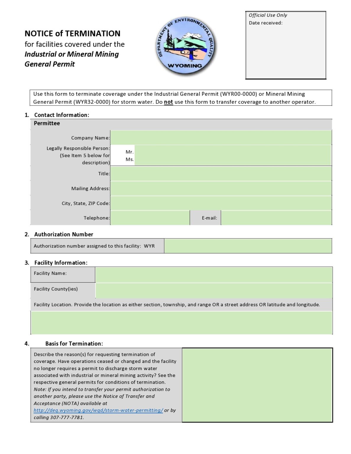 √ Printable Notice of Termination Form