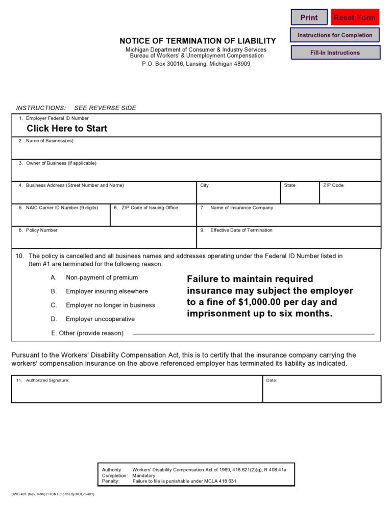 √ Printable Notice of Termination Form