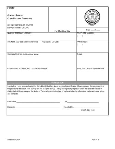 √ Printable Notice of Termination Form