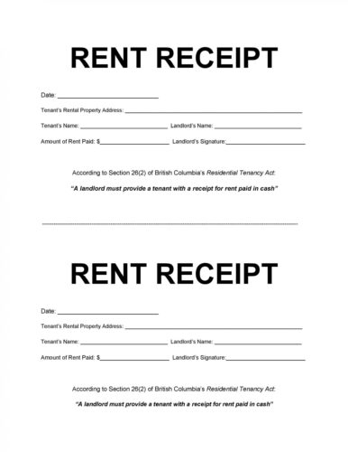 √ Free Printable Payment Rent Receipt Template