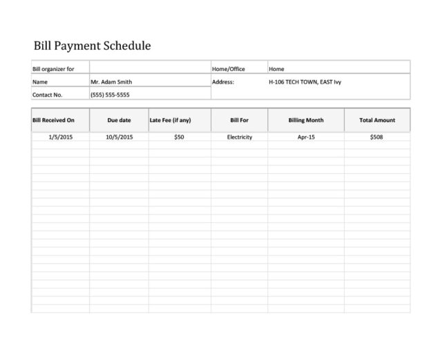 √ Free Payment Schedule Template (Excel)