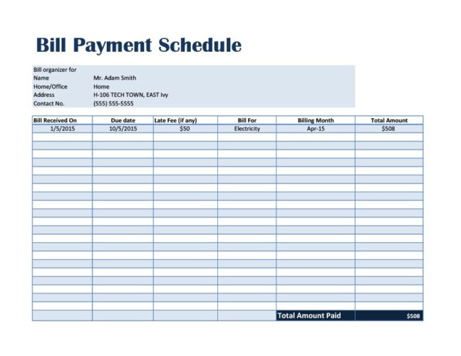 √ Free Payment Schedule Template (Excel)