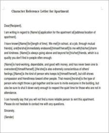 personal recommendation letter for apartment example | Templateral